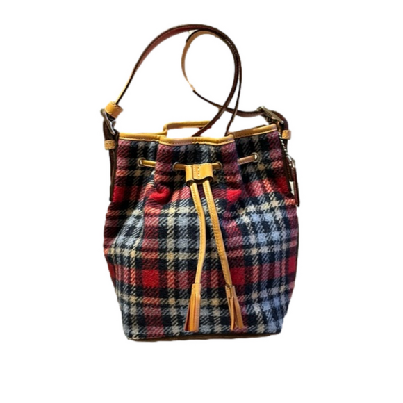 Coach | Bags | Coach Wool Tartan Plaid Redblackblue Cinch Bag Vintage ...